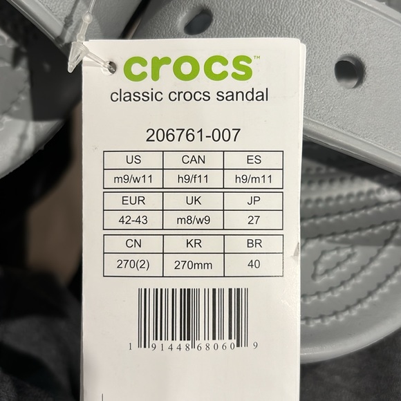 CROCS | Shoes | Nwt Crocs Unisexadult Classic Sandal In Light Gray Sz M ...